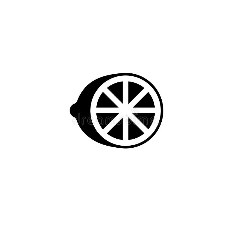 Lemon Half Icon. Simple Vector Black Glyph Icon Isolated on White ...