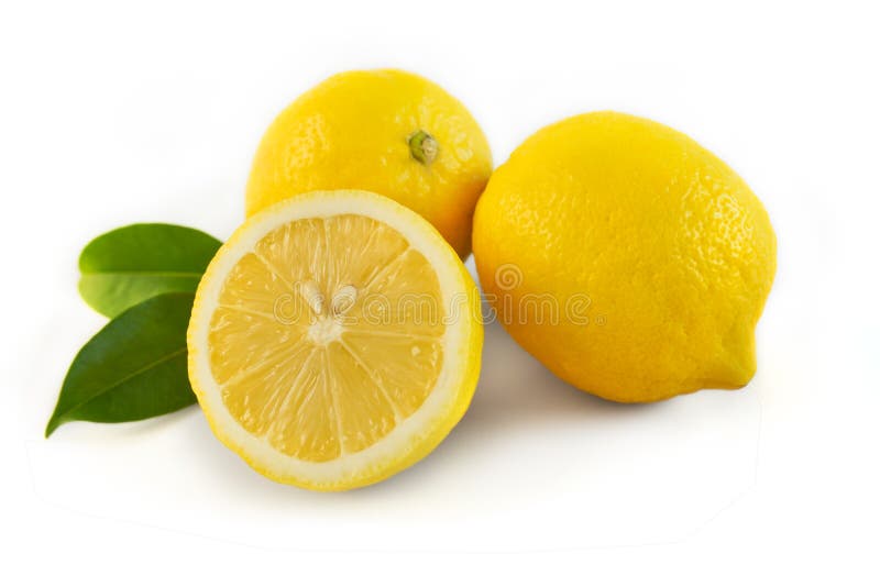 Lemon, Half Split in Half, and Two More, on a White Background, with ...