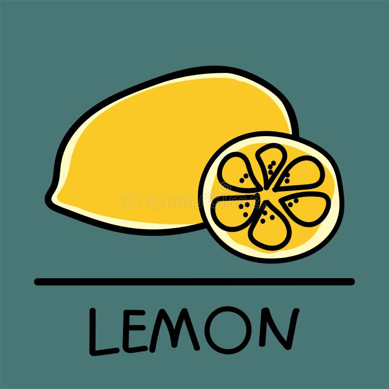 Lemon hand-drawn style. stock vector. Illustration of poster - 92480509