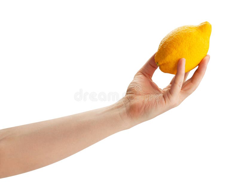 Lemon in hand stock image. Image of single, fingers - 198965063