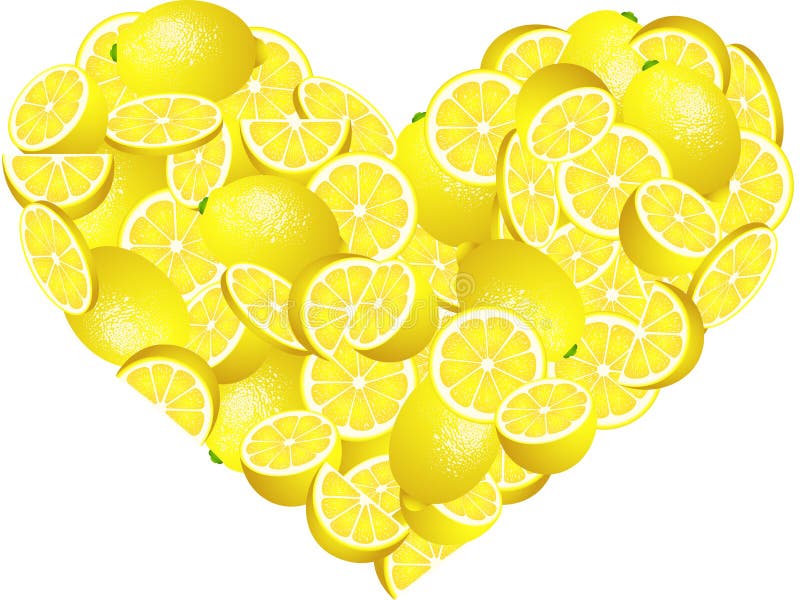 Lemon Heart Shaped stock vector. Illustration of gourmet - 59950582