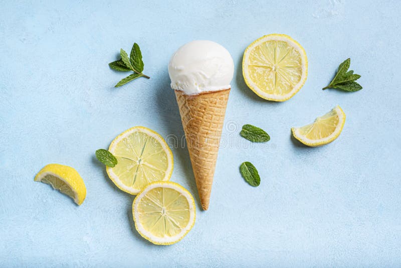 Lemon Ice Cream and Lemon Slices Stock Image - Image of dessert, sorbet ...