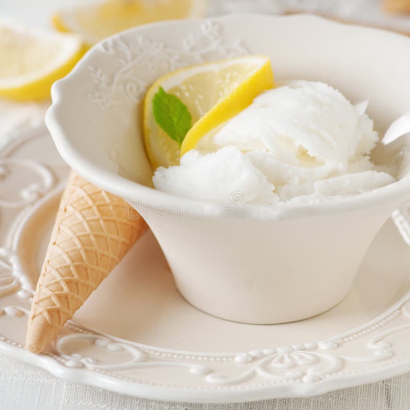 Refreshing lemon ice cream stock image. Image of dessert - 18478995