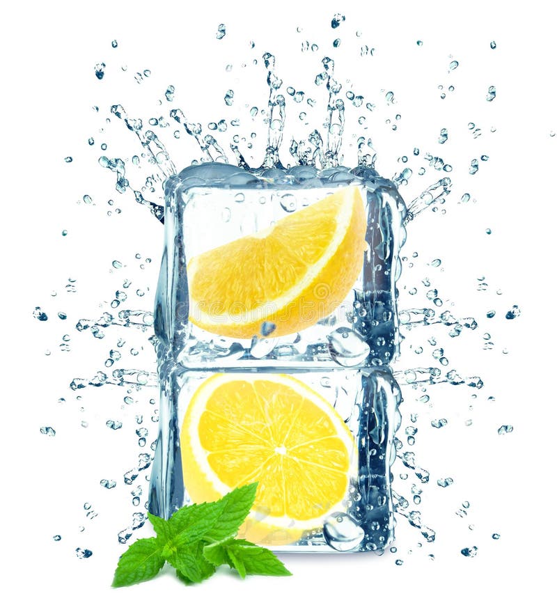 Lemon in ice cube stock image. Image of isolated, light - 54844925