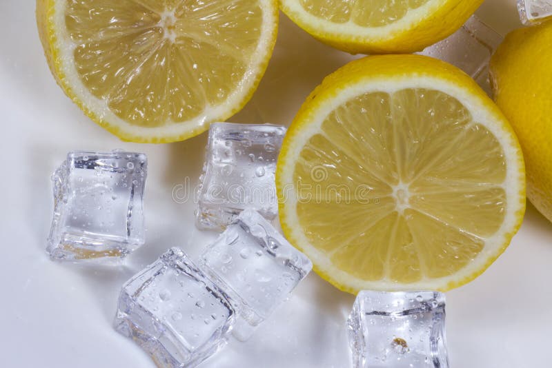 Lemon with ice stock image. Image of refresh, sour, isolated - 100106977
