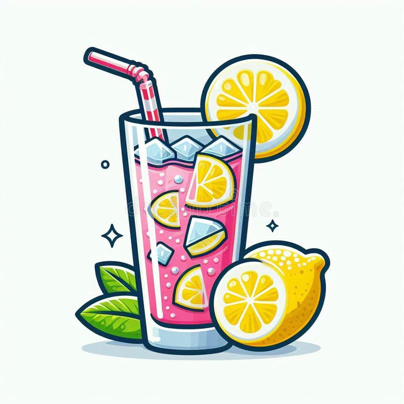 Lemon Ice Drink Fresh Cartoon Logo Stock Vector - Illustration of ...