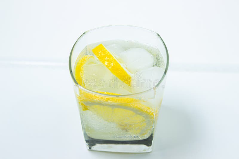 Lemon with Ice in a Glass. Refreshing Drink with Lemon Stock Image ...