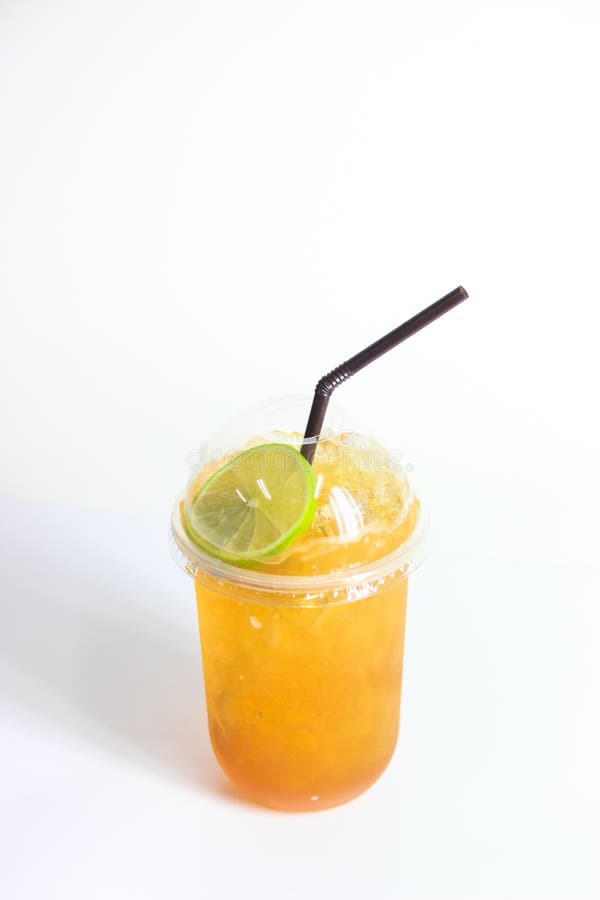 Ice Lemon Tea Close Up for White Background Stock Image - Image of ...