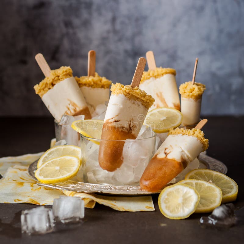 Lemon Iced Tea Cheesecake Popsicles Stock Image - Image of cement ...