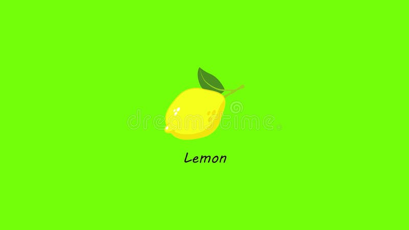 Lemon Icon Hand Draw Cartoon Animation Doodle in Green Screen Stock ...