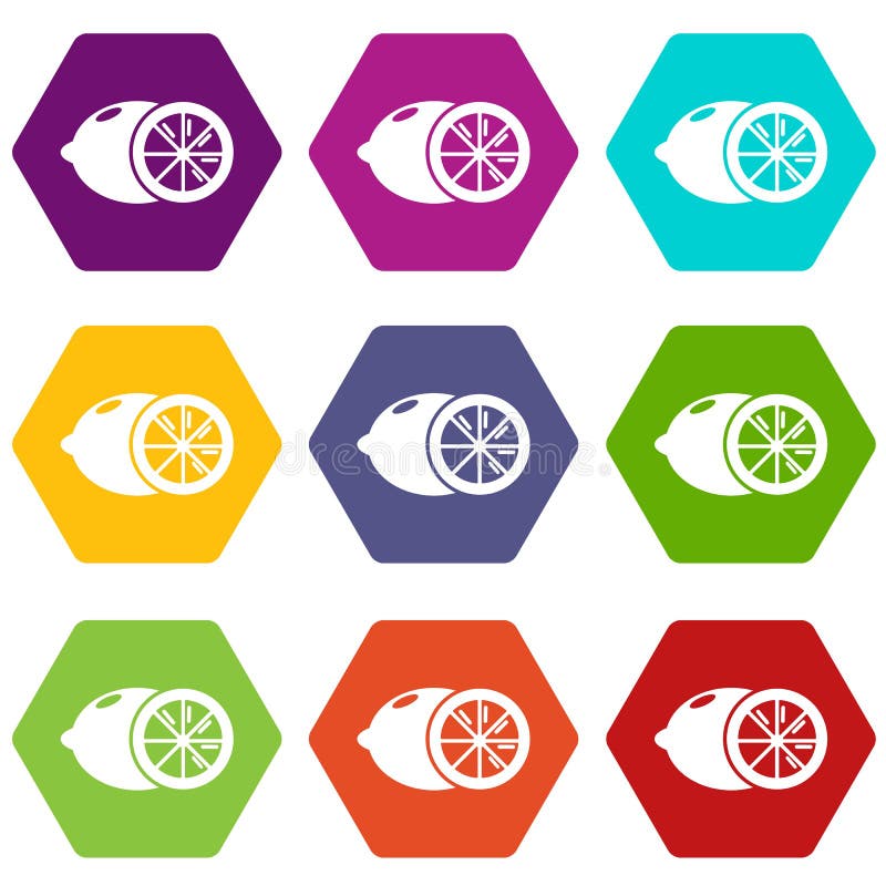Lemon icons set 9 vector stock vector. Illustration of closeup - 123001003