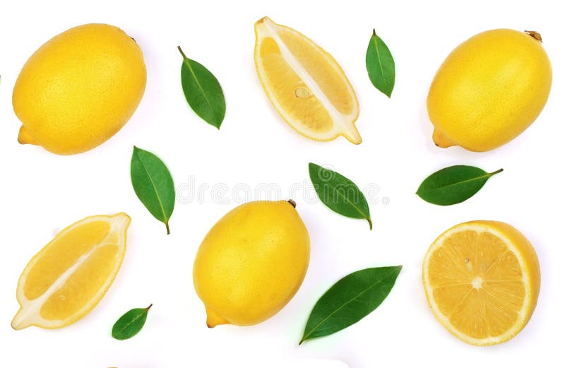 Lemon Isolated on White Background. Flat Lay, Top View Stock Image ...