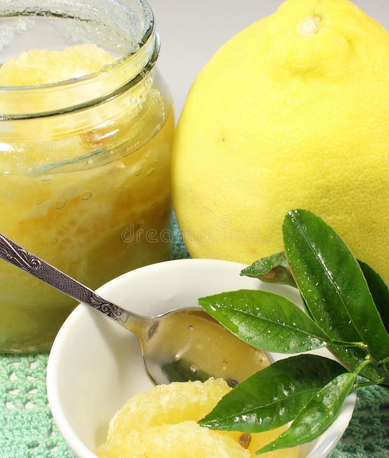 Lemon jam stock photo. Image of lemonade, table, spoon - 53259026