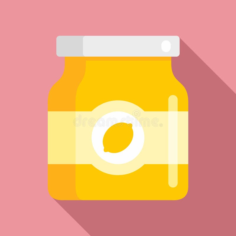 Lemon Jam Jar Icon, Flat Style Stock Vector - Illustration of preserve ...
