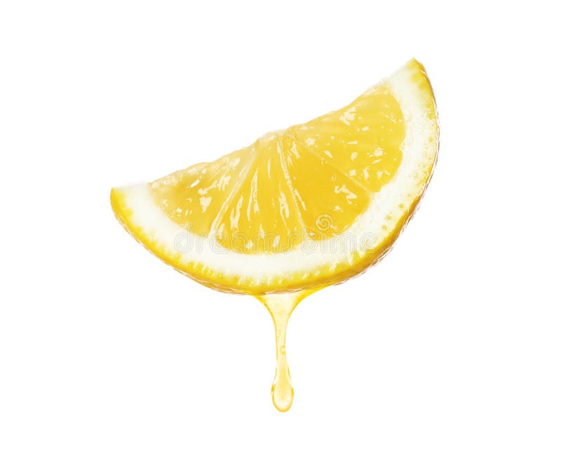 Lemon Juice Dripping from Fruit on White Background Stock Photo - Image ...