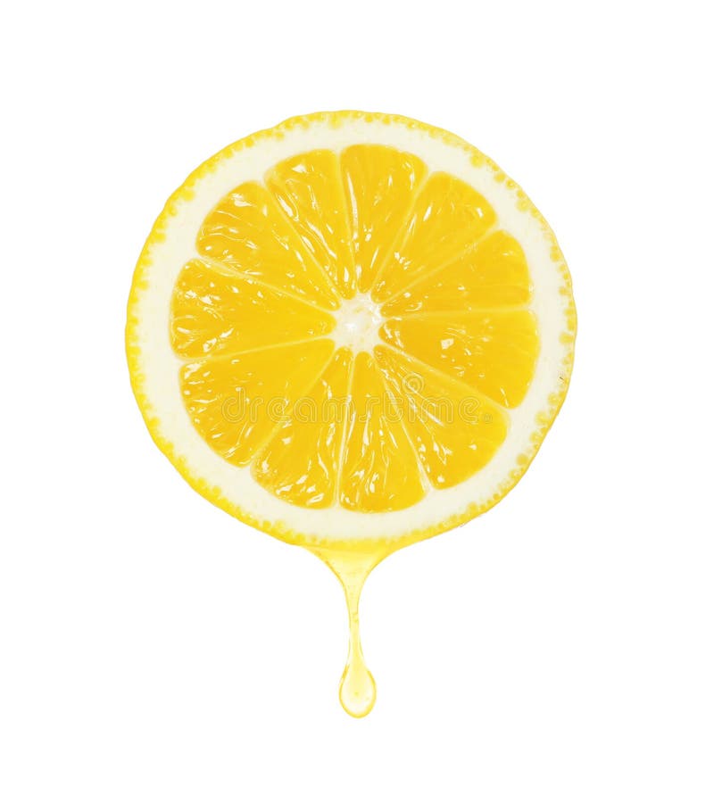 Lemon Juice Dripping from Fruit on White Background Stock Photo - Image ...