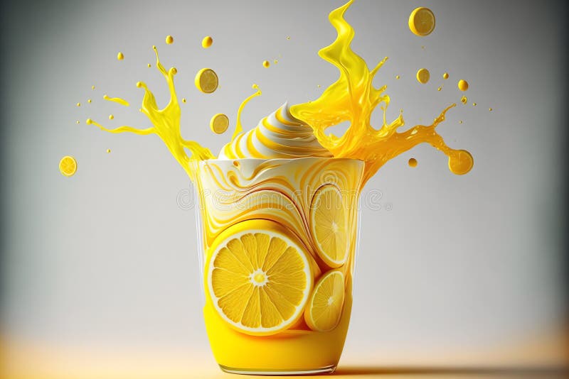 Lemon Juice Glass. Juice Splashes. Refreshig Fruits Concept. Liquid ...