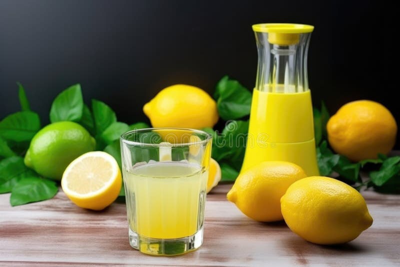 Lemon with Juicer and Glass Filled with Lemon Juice Stock Illustration ...