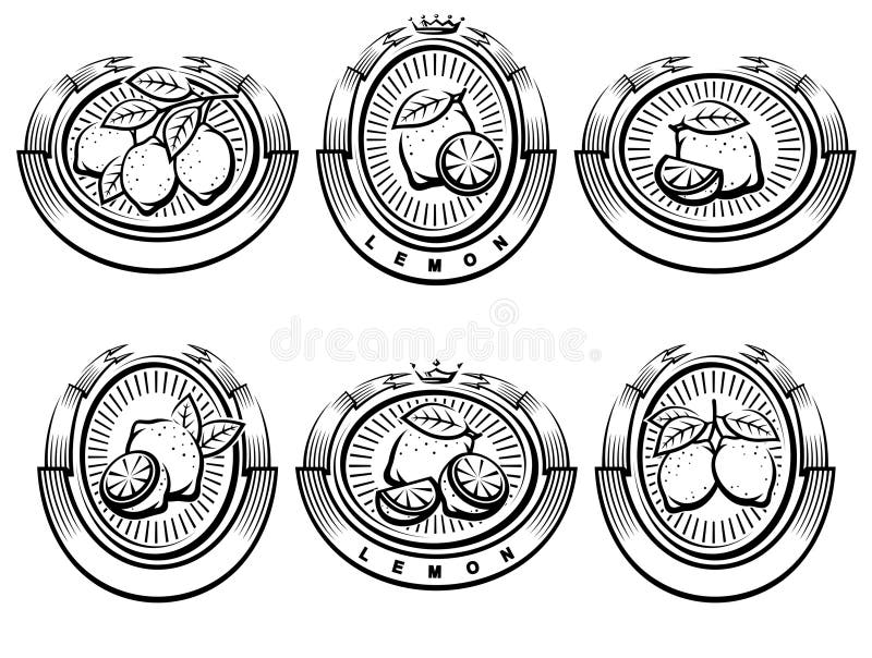 Lemon Label and Icon Set. Collection Icons Lemon Stock Illustration ...