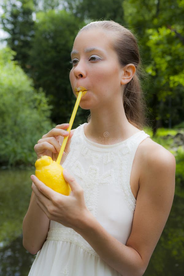 Lemon Lady stock image. Image of summer, model, young - 51678785