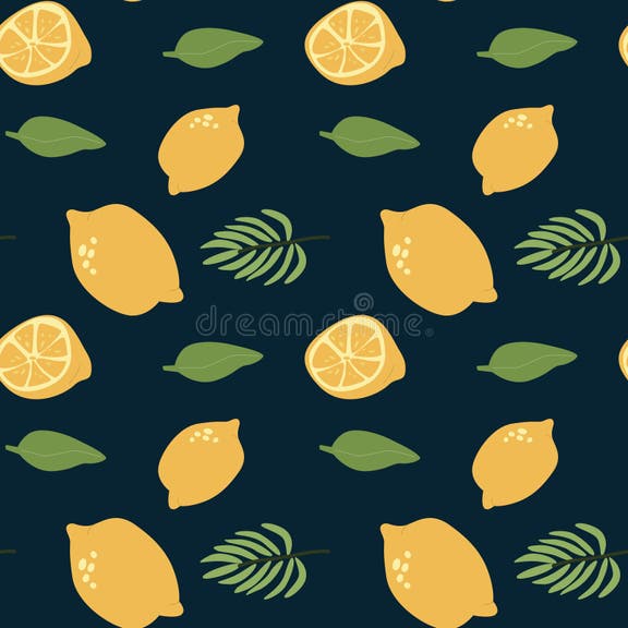 Lemon and Leaf Pattern for Summer Vacation Design Stock Vector ...