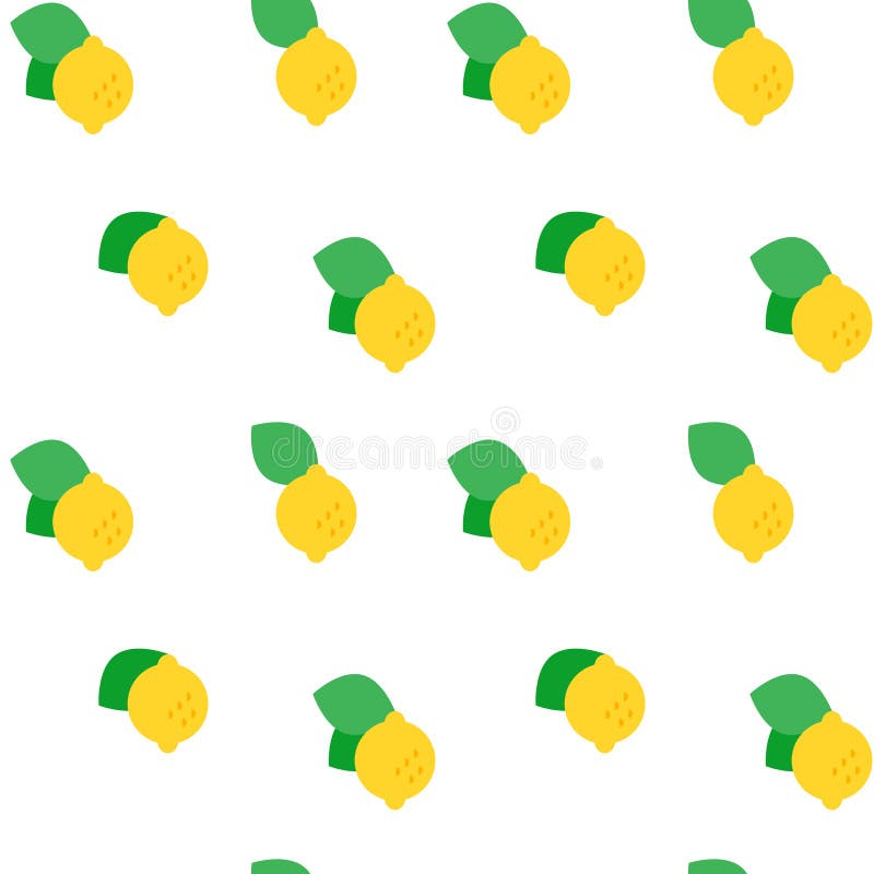 Lemon with Leaf Seamless Pattern Stock Vector - Illustration of grid ...