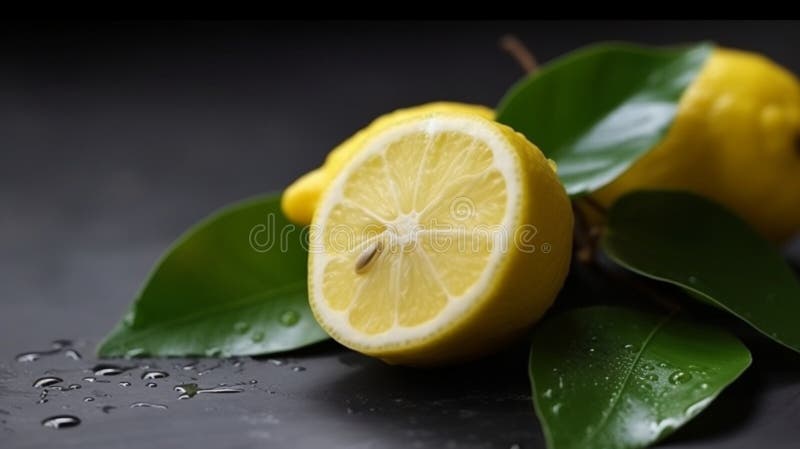 Lemon with Leave.Ripe Lemon Fruit with Lemon Leaf on White Background ...