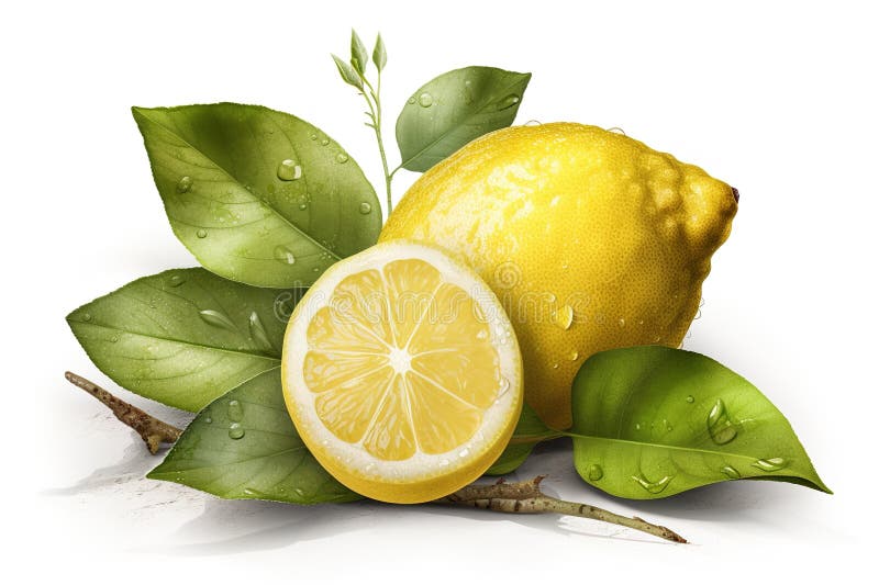 Lemon with Leaves Isolated on White Background. AI Generated Stock ...