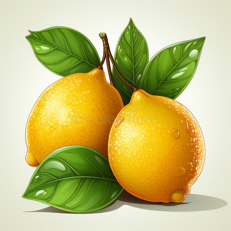 Lemon with Leaves on a White Background. Vector Illustration Stock ...