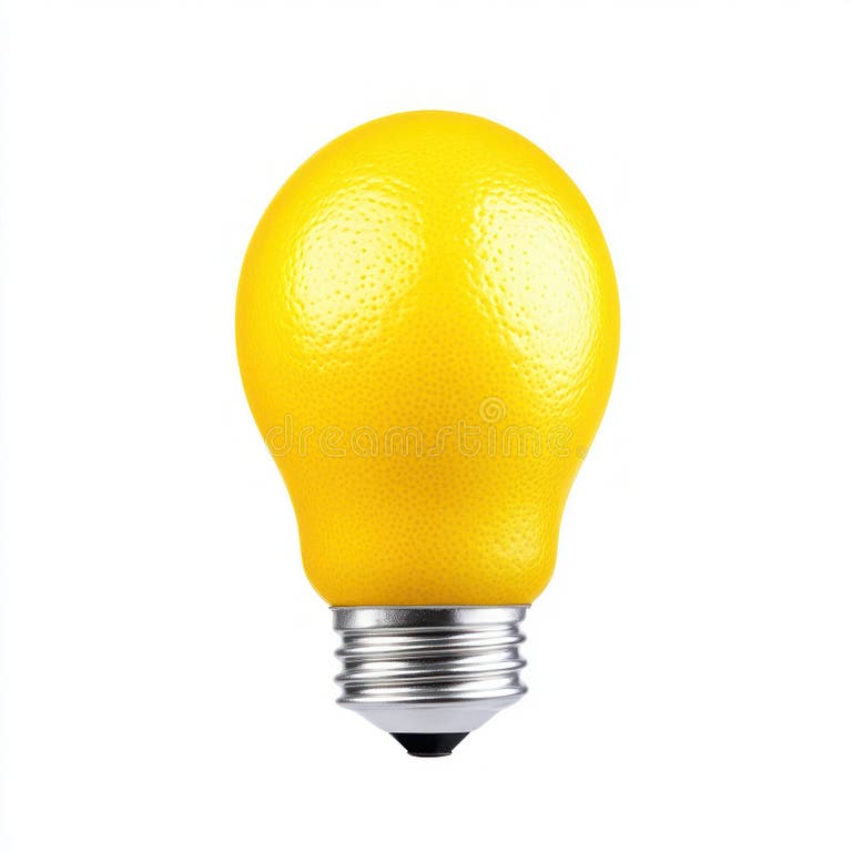 Lemon Light Bulb Creative Concept on White Background Stock ...