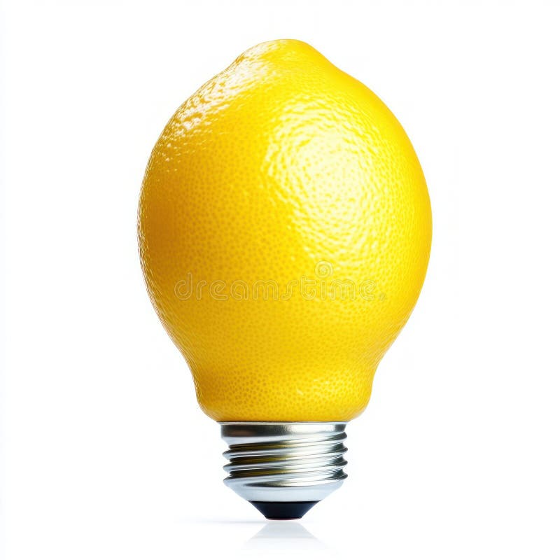 Lemon Light Bulb Creative Concept on White Background Stock ...