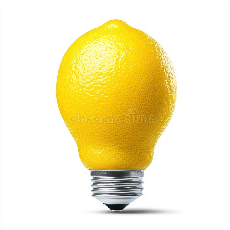 Lemon Light Bulb Creative Concept on White Background Stock ...