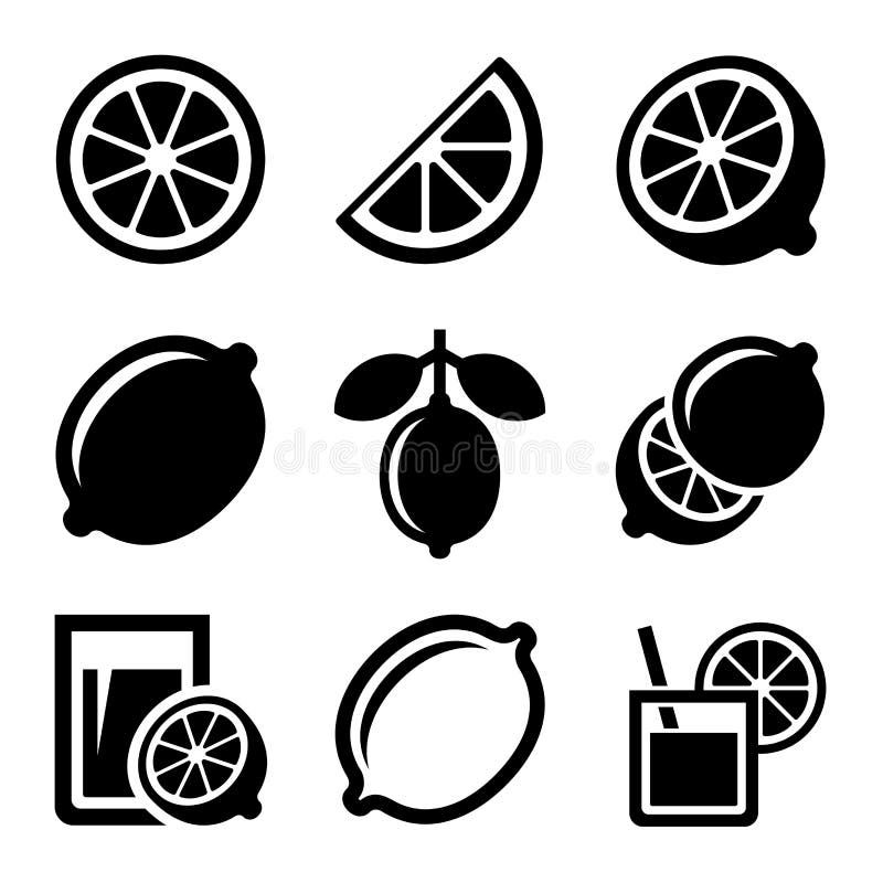 Lemon and Lime Icons Set. Vector Stock Vector - Illustration of lime ...