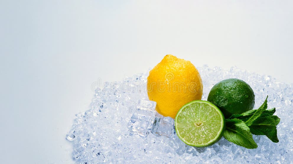 Lemon, Lime and Mint on Ice Stock Image - Image of drink, glass: 373397141