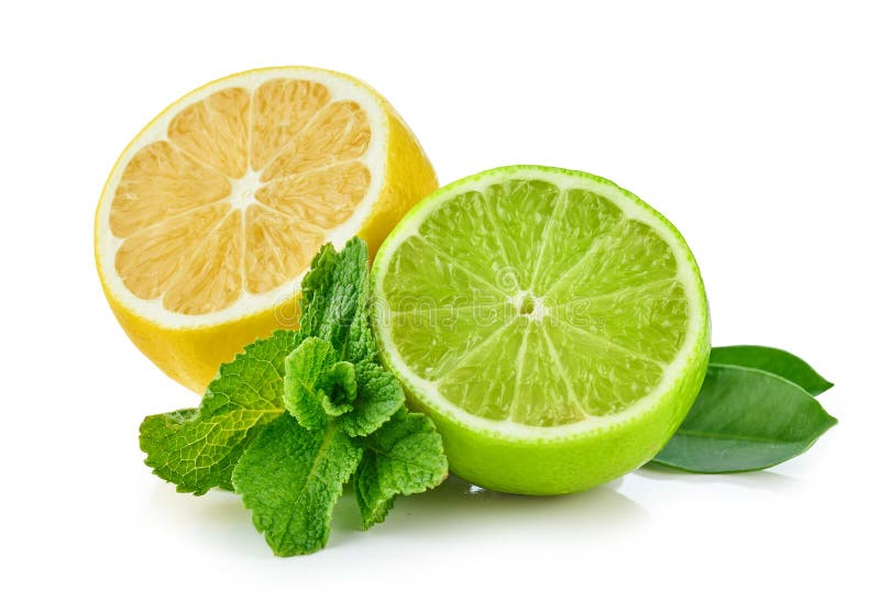 Lime and mint leaves stock image. Image of juicy, herb - 198143377