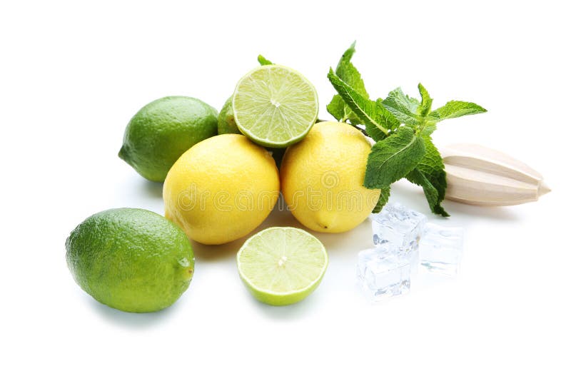 Lemon and Lime with Mint Leafs Stock Image - Image of natural, herb ...