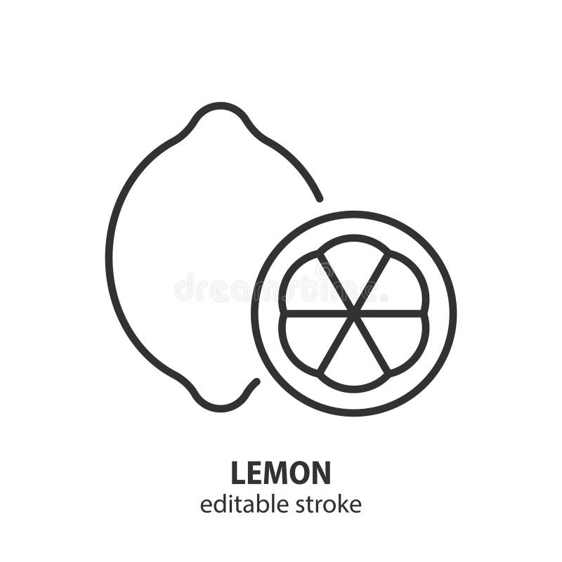 Lemon Line Icon. Citrus Fruit Symbol. Editable Stroke Stock ...