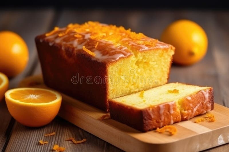 Lemon Loaf Cake Decorated with Sugar Icing. AI Generated Stock Image ...