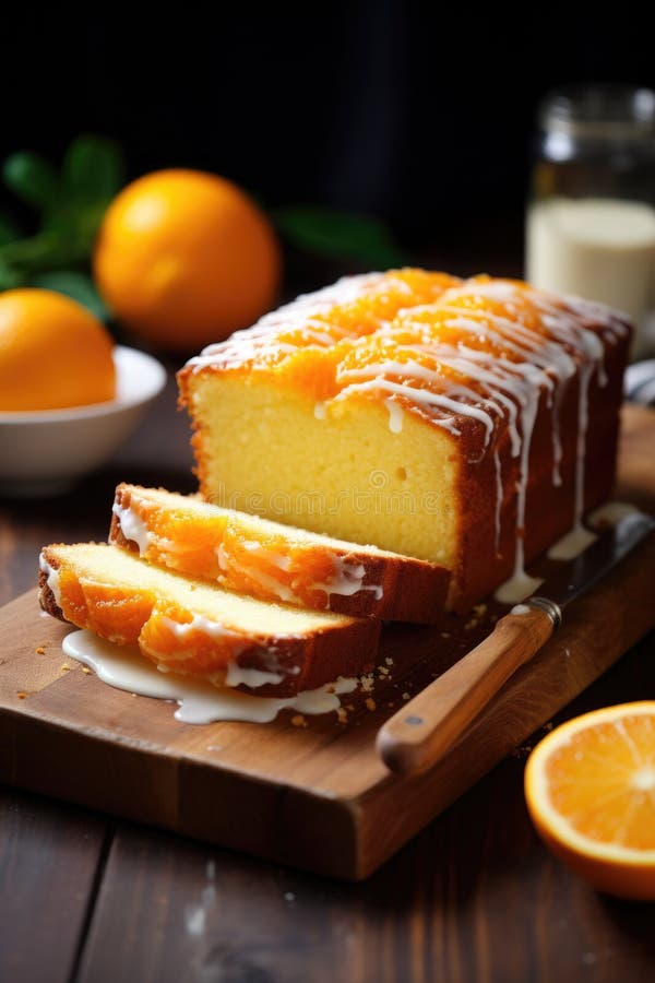 Lemon Loaf Cake Decorated with Sugar Icing. AI Generated Stock Image ...