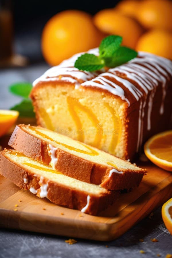 Lemon Loaf Cake Decorated with Sugar Icing. AI Generated Stock Image ...