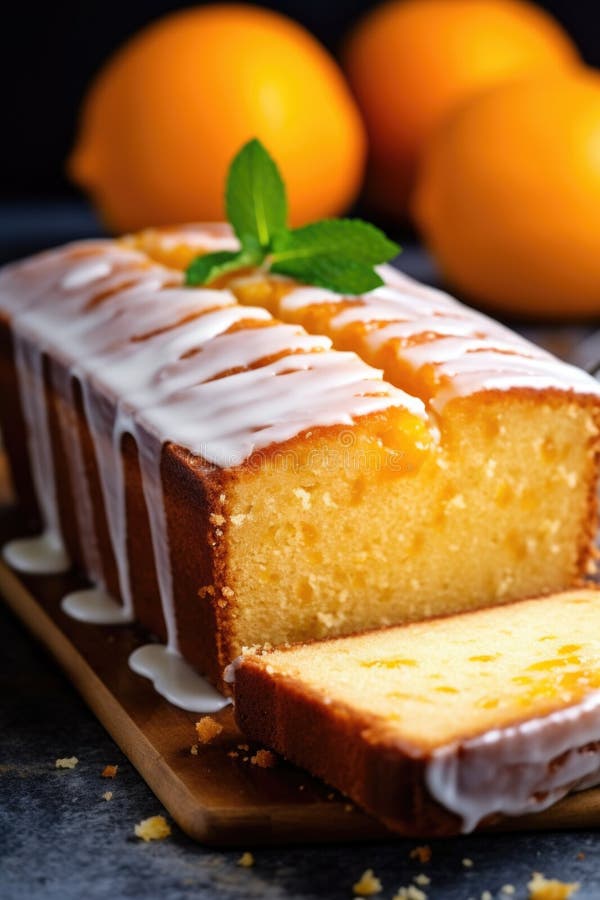 Lemon Loaf Cake Decorated with Sugar Icing. AI Generated Stock Image ...
