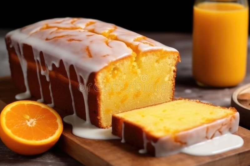 Lemon Loaf Cake Decorated with Sugar Icing. AI Generated Stock Photo ...