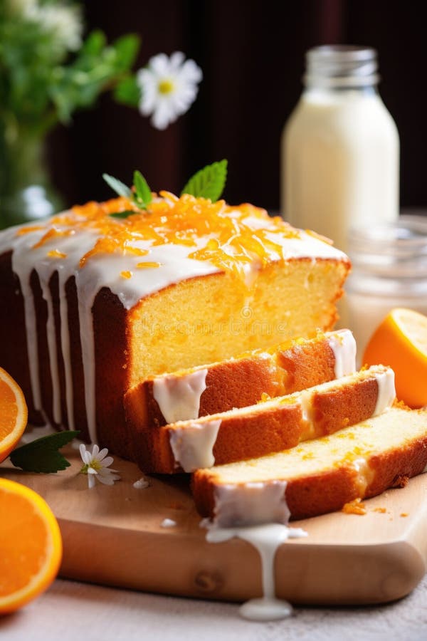 Lemon Loaf Cake Decorated with Sugar Icing. AI Generated Stock Photo ...