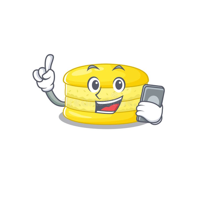 Lemon Macaron Cartoon Design Style Speaking on a Phone Stock Vector ...