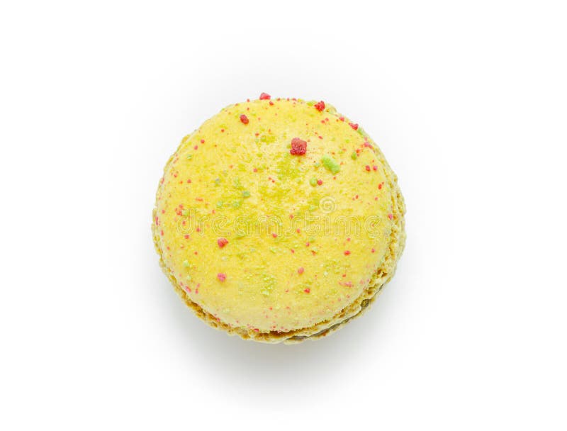 Lemon Macaron Isolated on a White Background. Top View Stock Image ...