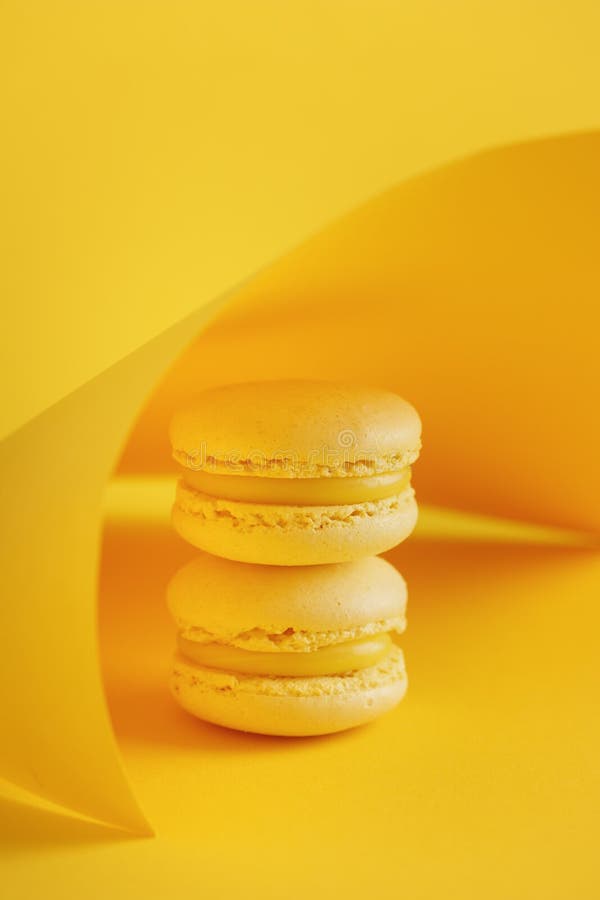 Lemon Macaroons on a Yellow Background Stock Photo - Image of sweet ...