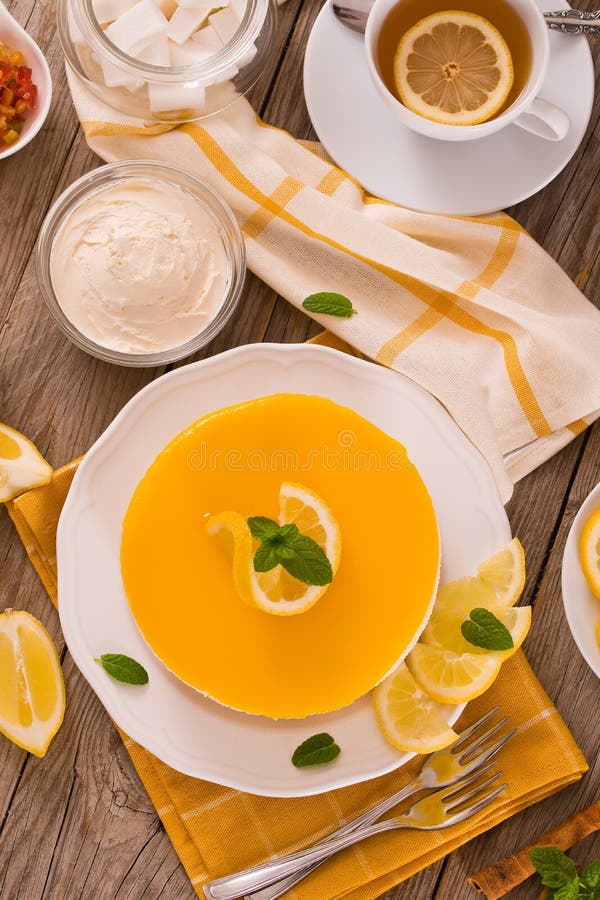 Lemon and Mascarpone Cheesecake. Stock Photo - Image of bakery ...