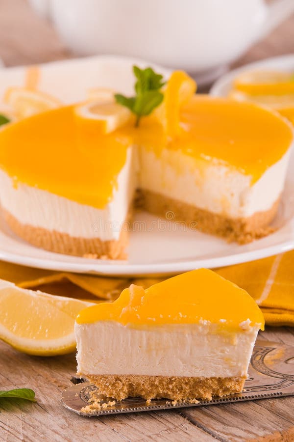 Lemon and Mascarpone Cheesecake. Stock Photo - Image of cheese ...