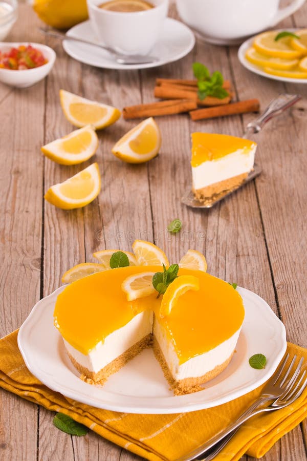 Lemon and Mascarpone Cheesecake. Stock Image - Image of american ...