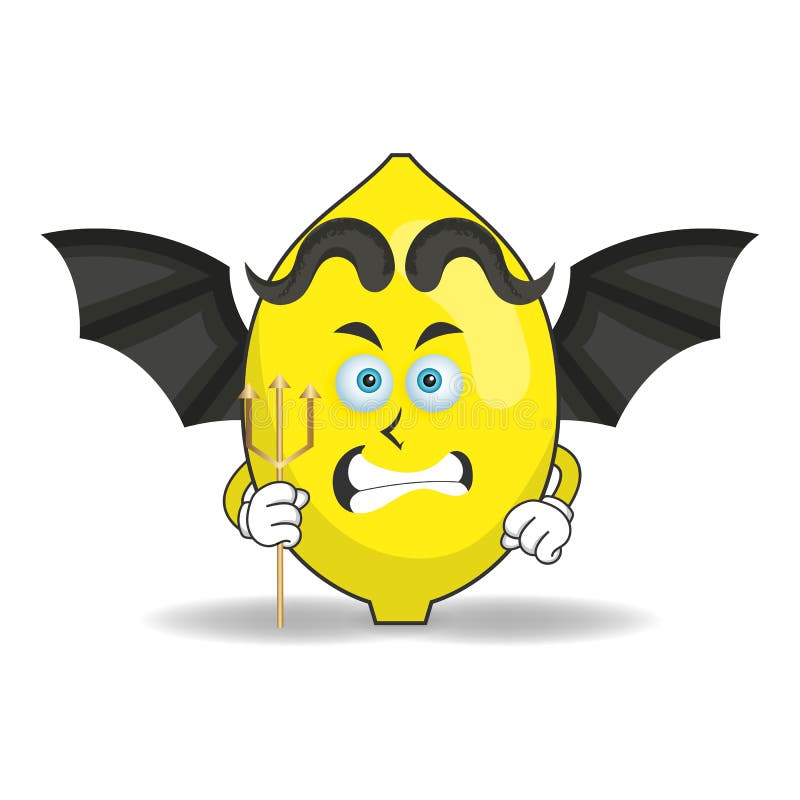 The Lemon Mascot Character Becomes a Devil. Vector Illustration Stock ...